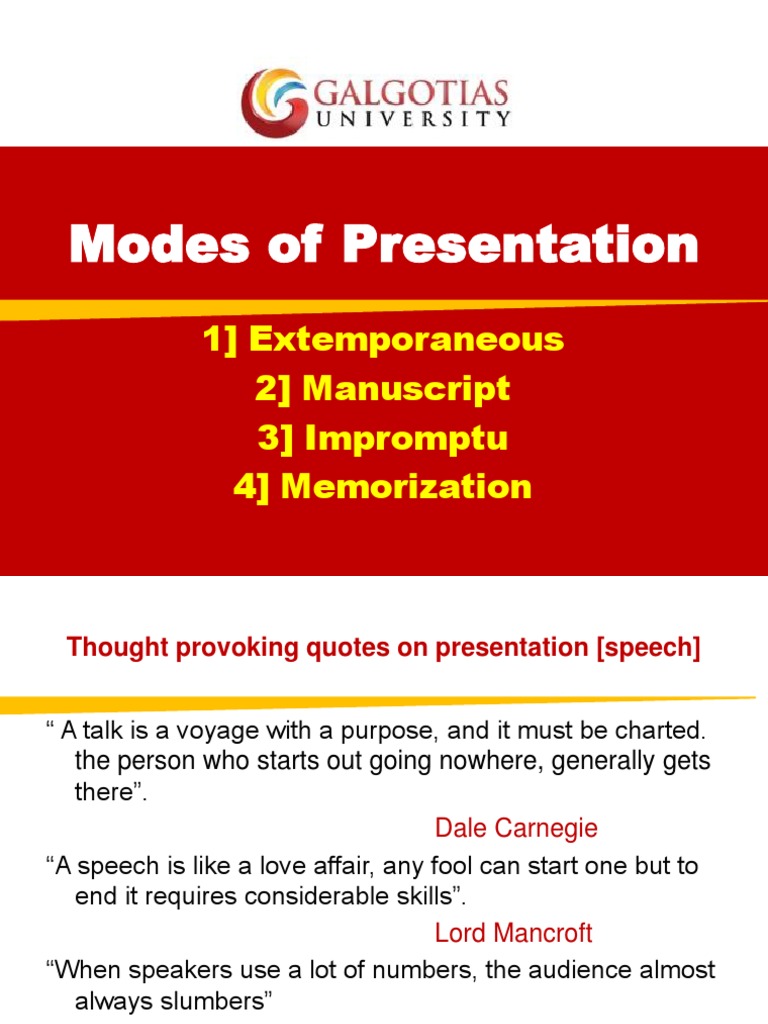 Modes of Presentation | PDF | Public Speaking | Communication