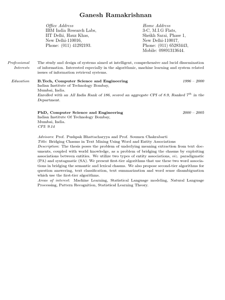 Ganesh Resume | PDF | Databases | Machine Learning