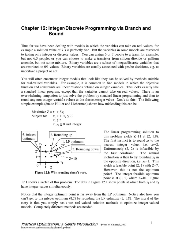 Chapter 12: Integer/Discrete Programming Via Branch and Bound | PDF | Mathematical Optimization ...