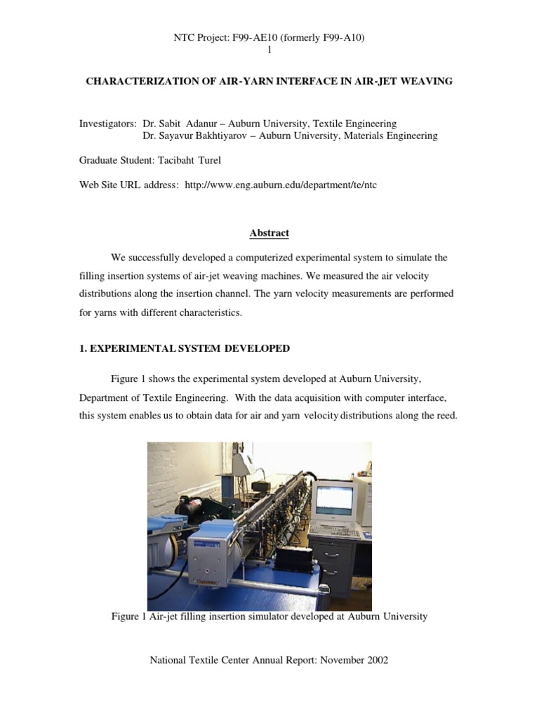 Characterization of Air-Yarn Interface in Air-Jet Weaving | PDF | Yarn ...