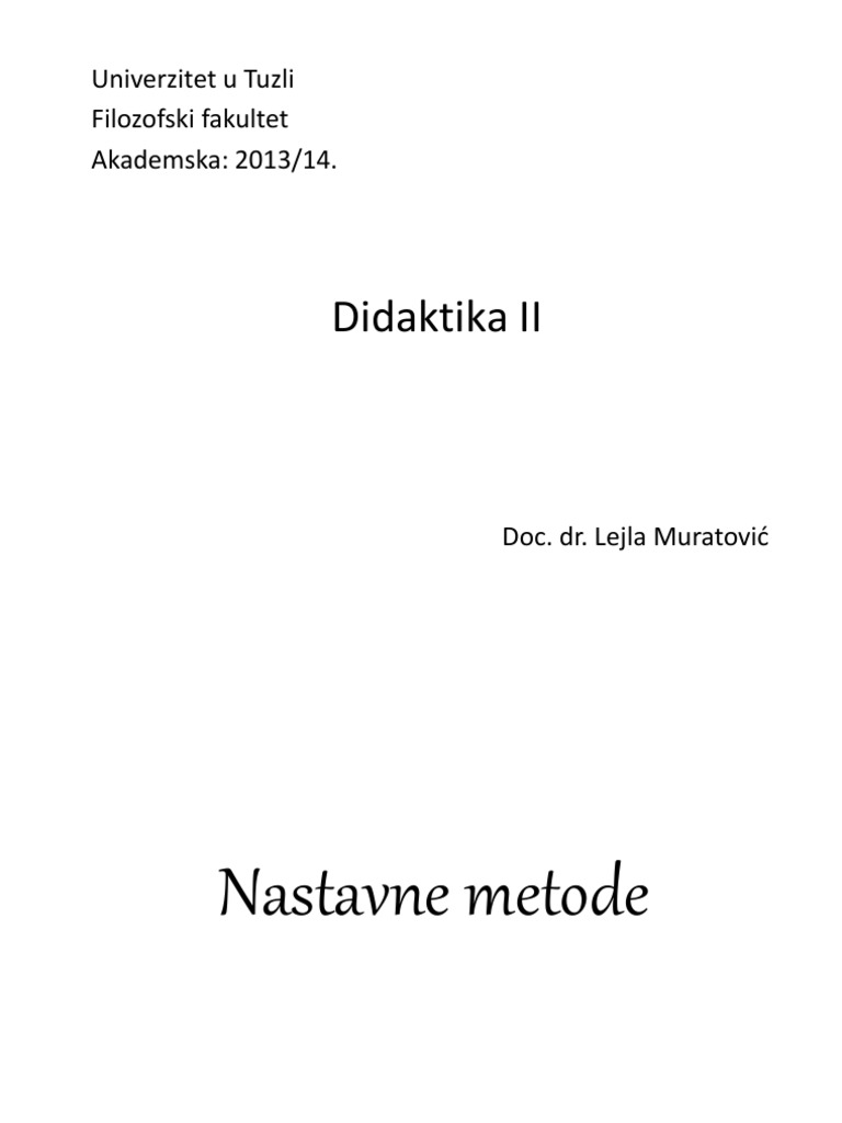 Nastavne Metode Skraćeno | PDF