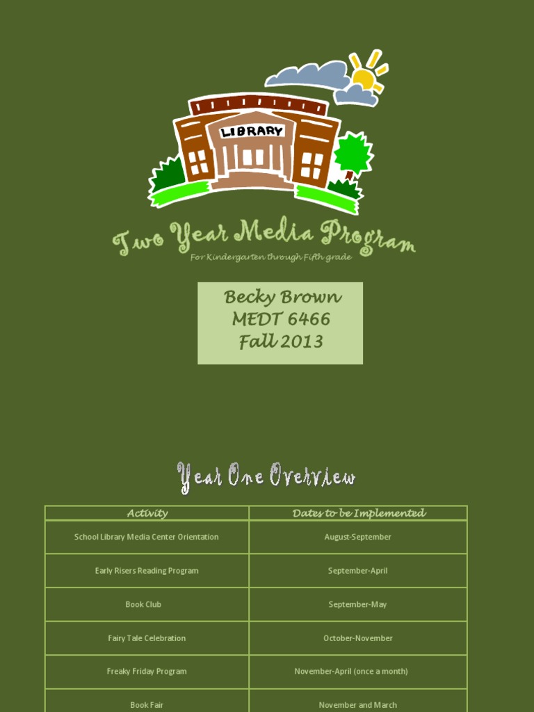Elementary Library Program Schedule | PDF | Narrative | Fluency