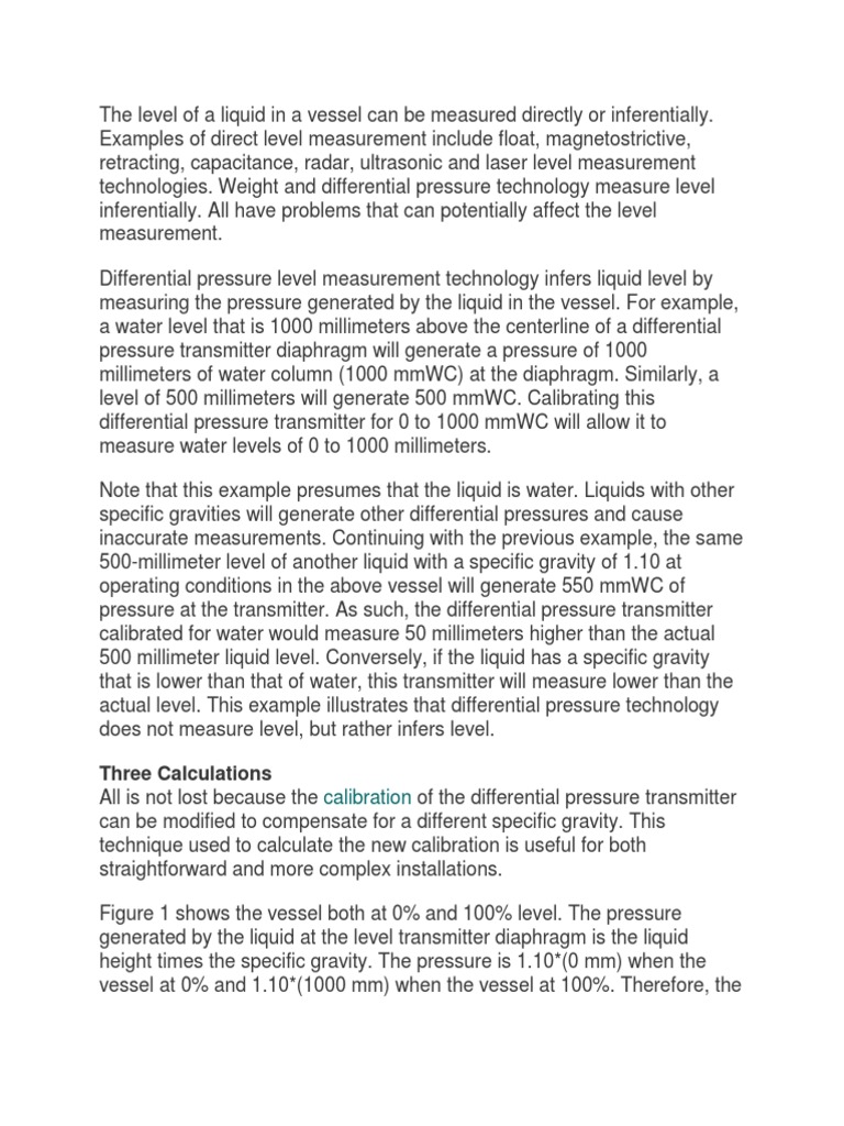 DP Level Calibration | PDF | Pressure Measurement | Pressure