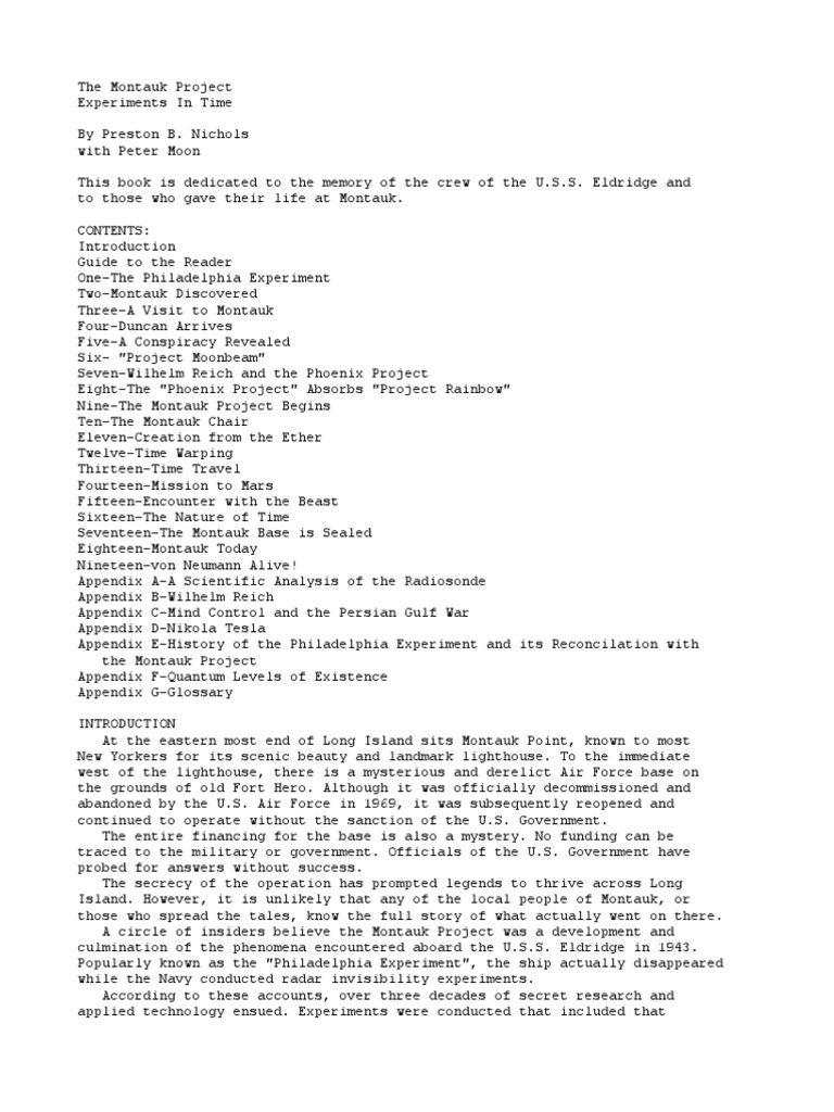 Montauk Project: Experiments in Time | PDF
