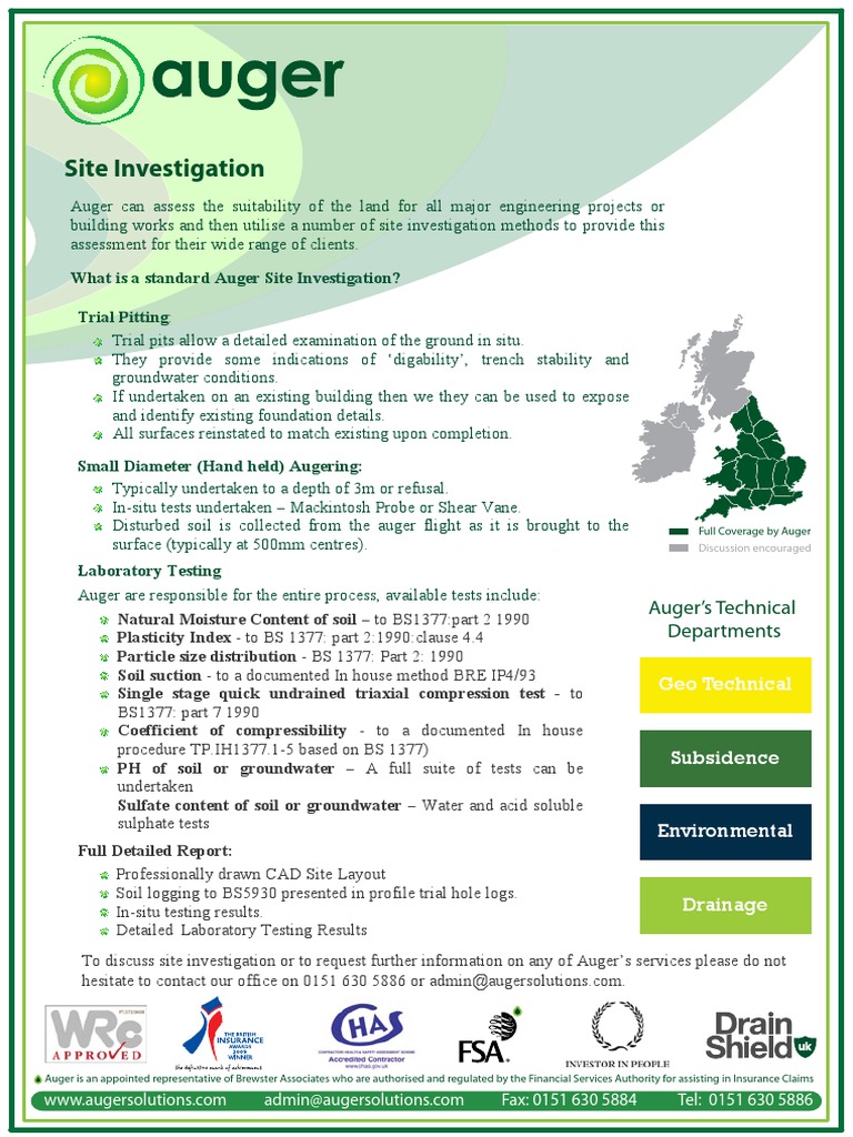 Auger Site Investigation Overview | PDF
