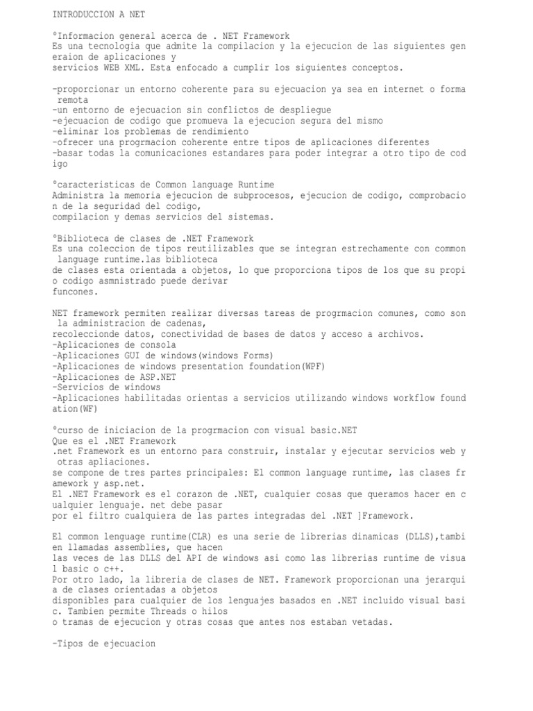 Capitulo 5 Introduccion A Net | PDF | .NET Framework | Tecnología digital