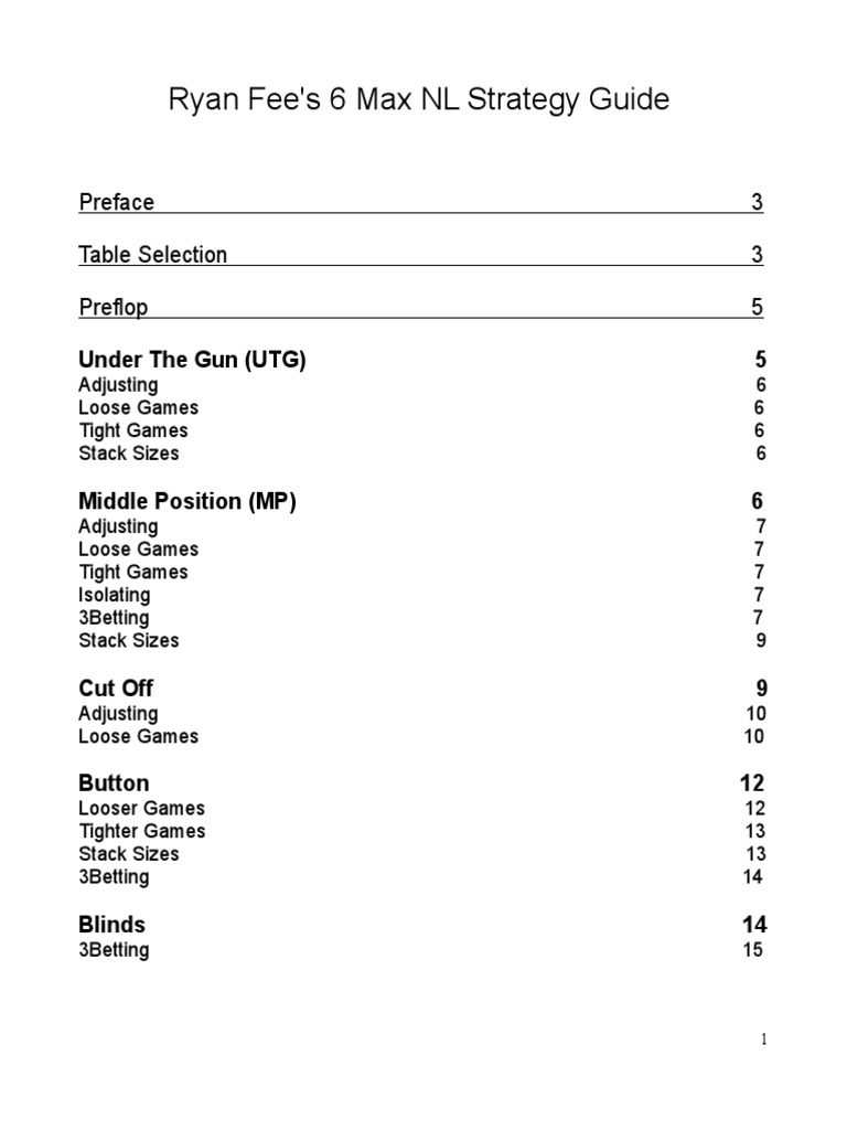 Ryan Fee's 6 Max NL Strategy Guide | PDF