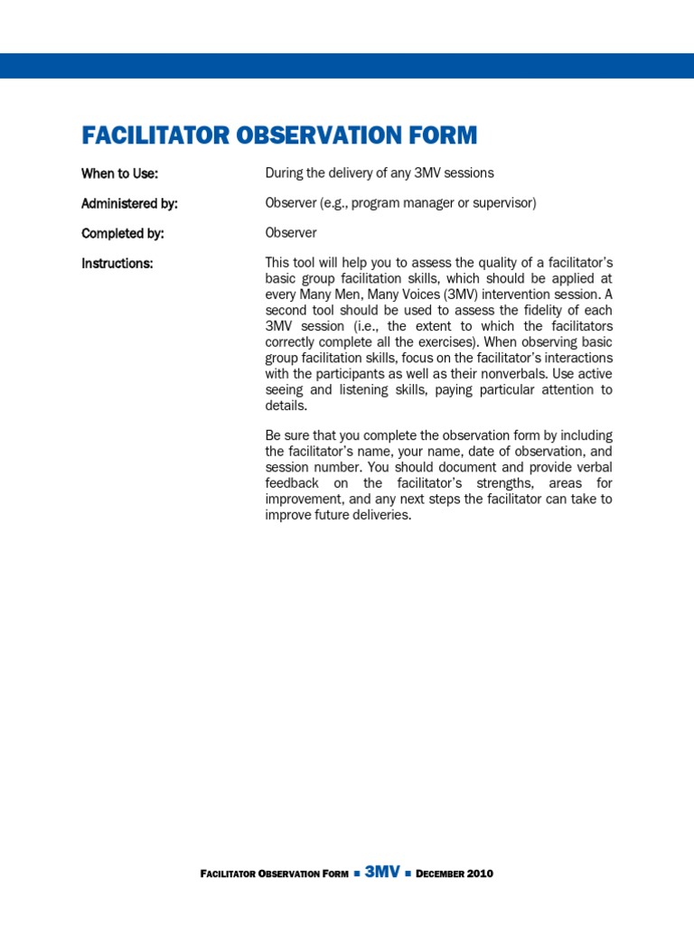 5 Facilitator Observation Form | PDF