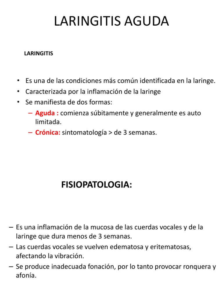 Laringitis Aguda: Síntomas y Tratamiento | PDF | Otorrinolaringología ...