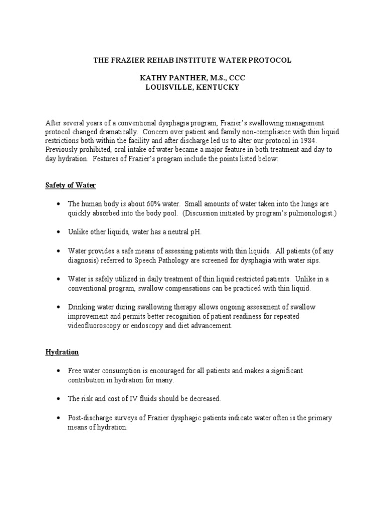 Water Protocol | PDF | Geriatrics | Pneumonia