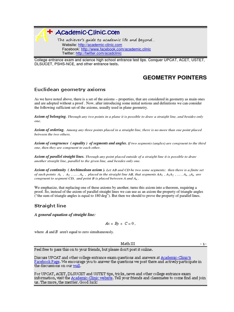 UPCAT Reviewer: Geometry | PDF | Triangle | Sphere