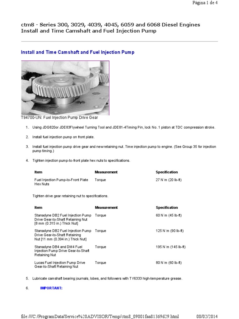 Stanadyne Pump Timing