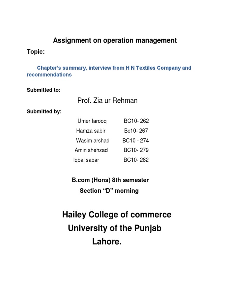 Operation Management: Case Study | PDF | Inventory | Strategic Management