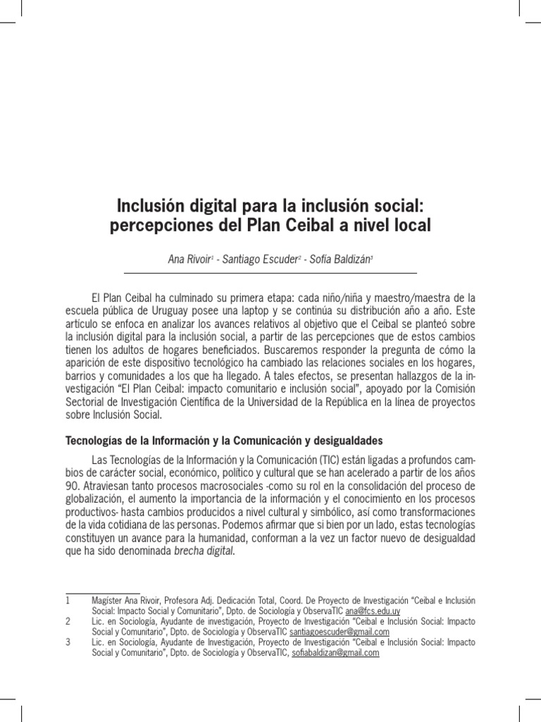 Ana Rivoir - Santiago Escuder - Sofía Baldizán Inclusión Digital para ...