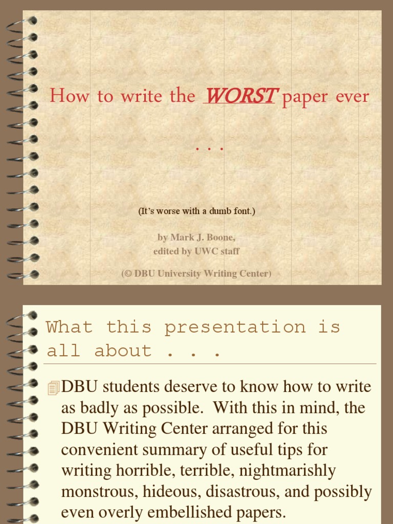 How To Write The Worst Paper Ever | Download Free PDF | Pronoun | Comma
