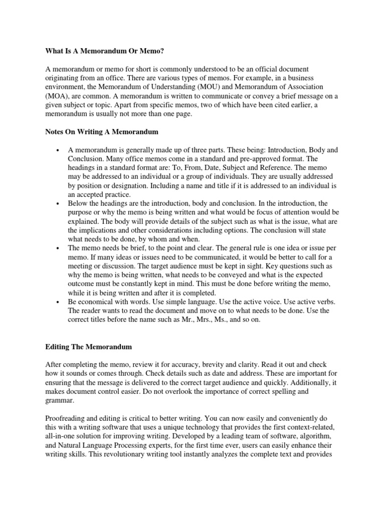 Understanding Memos and Their Use | PDF | Brief (Law) | Memorandum