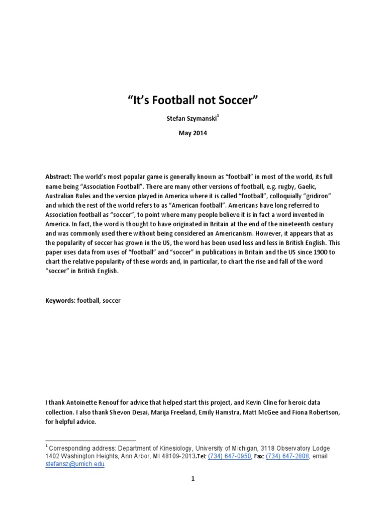 Its Football Not Soccer | PDF