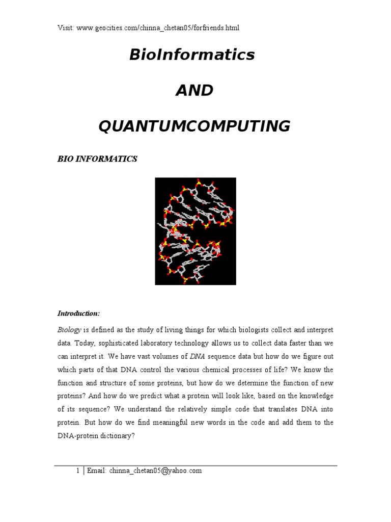 Bioinformatics and Quantumcomputing: Bio Informatics | PDF ...