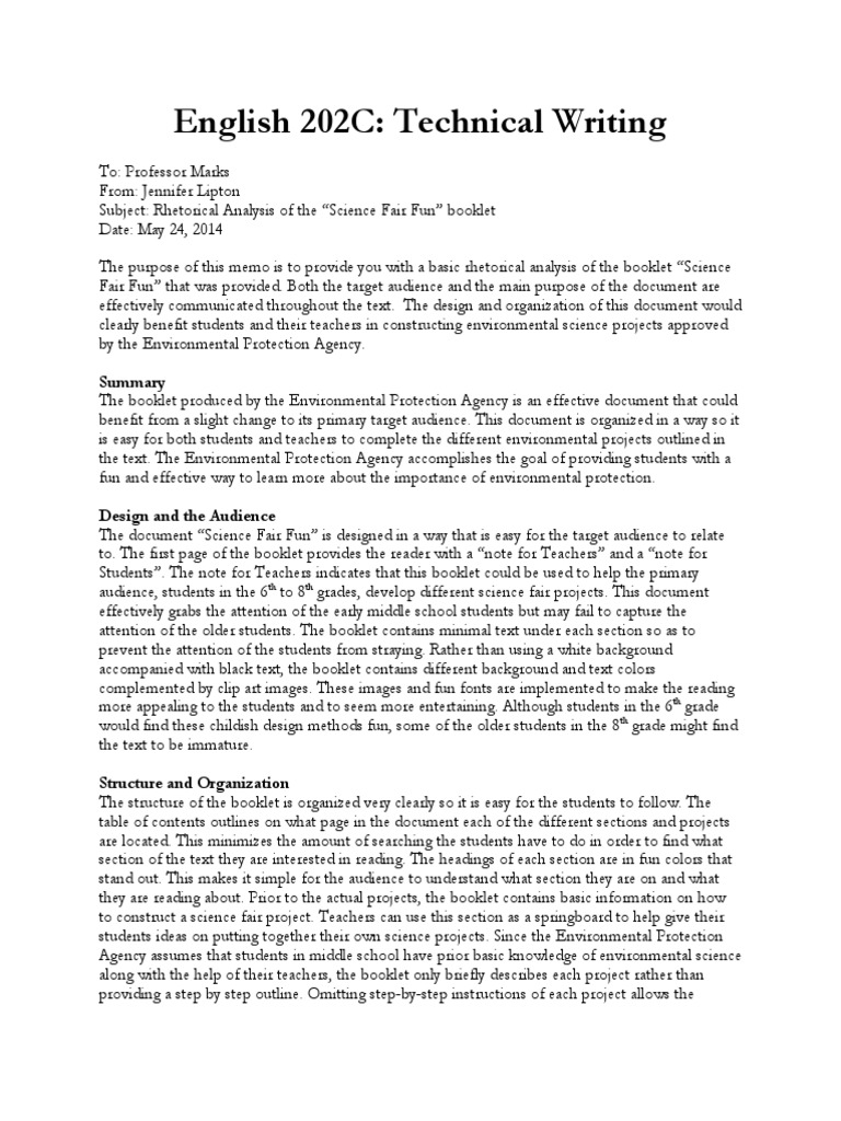 Rhetorical Analysis Memo | United States Environmental Protection ...