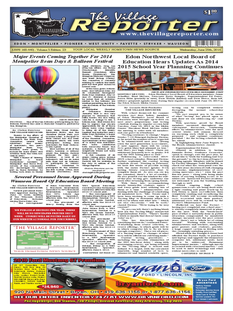 The Village Reporter - June 25th, 2014 | PDF | Newspapers | Mail