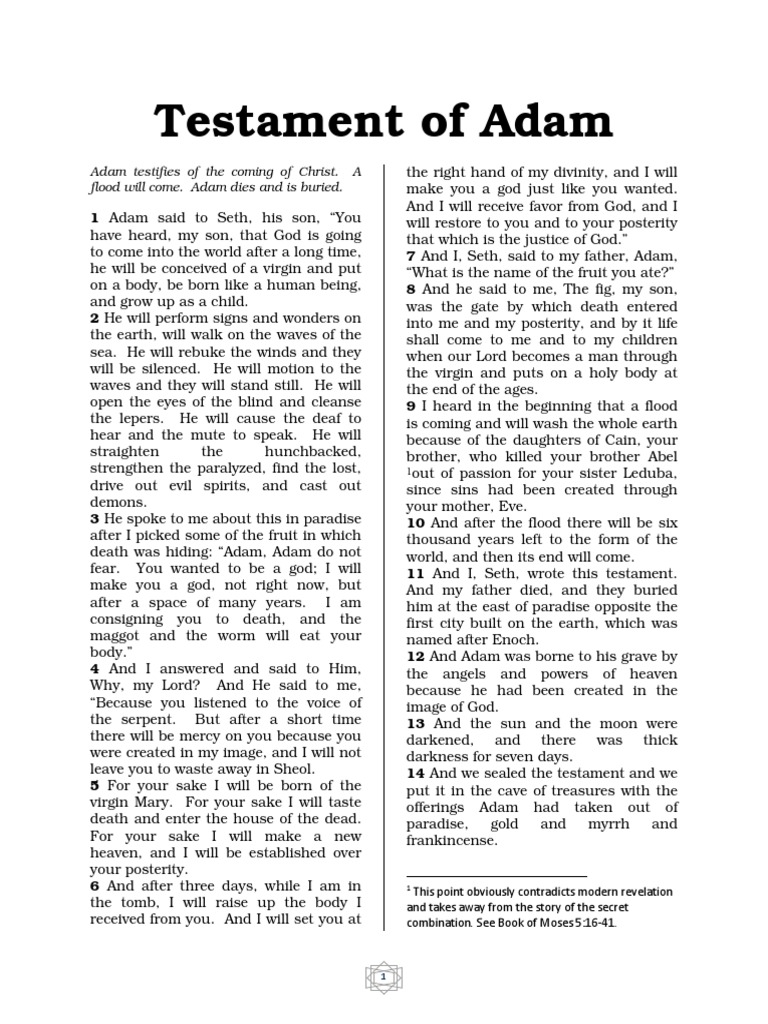 Testament of Adam | PDF | Cain And Abel | Christianity