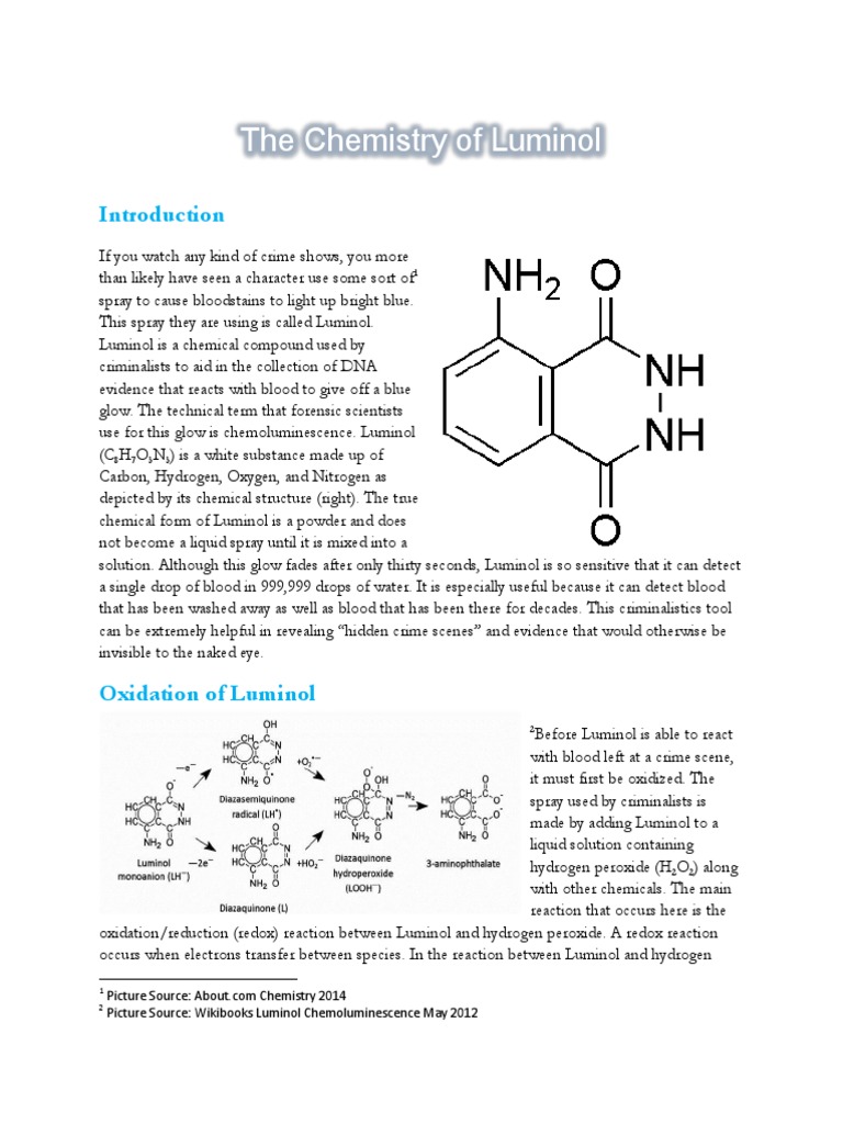 Definition and Description - Luminol | Redox | Chemical Reactions