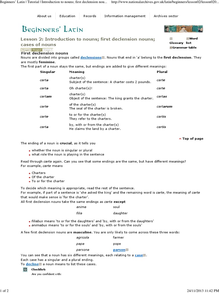 Beginners Latin Tutorial 2 Stage 2 Pdf Noun Plural