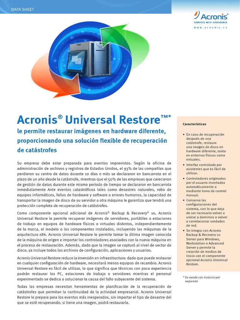 Acronis Universal Restore | PDF | Apoyo | Hardware de la computadora