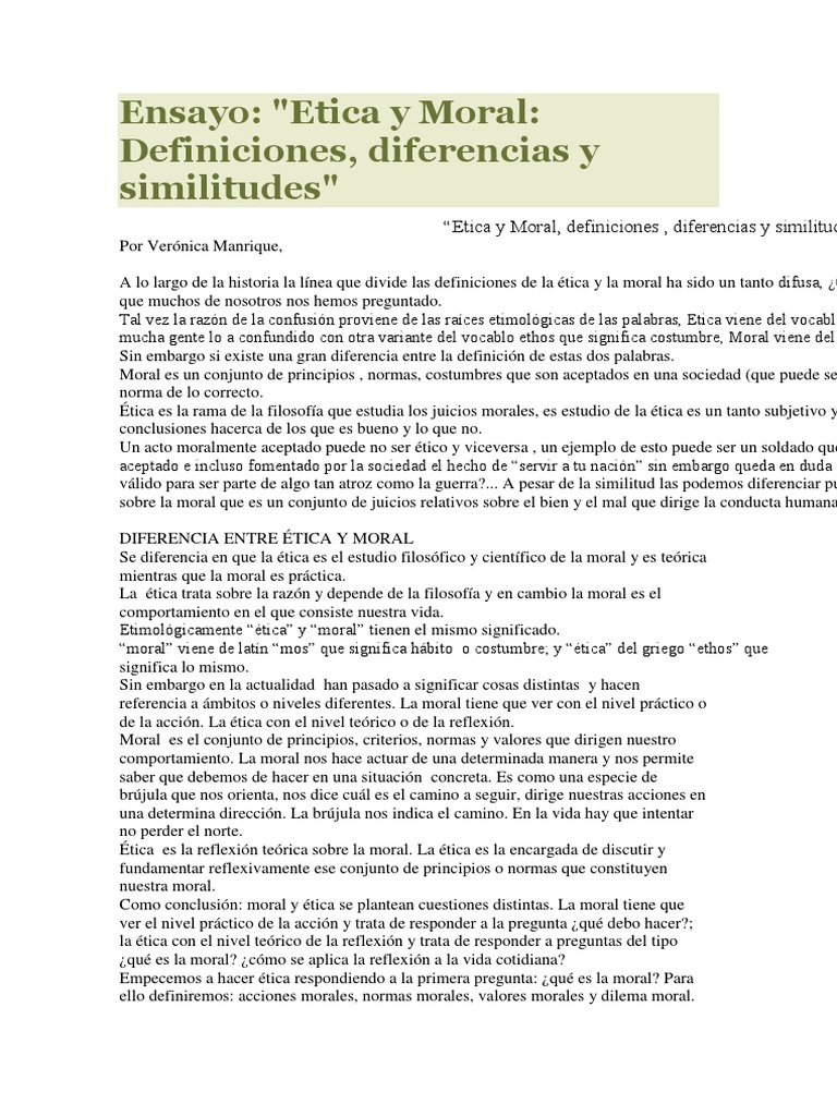 Ensayo Sobre La Etica y La Moral | Moralidad | Comportamiento | Prueba gratuita de 30 días | Scribd