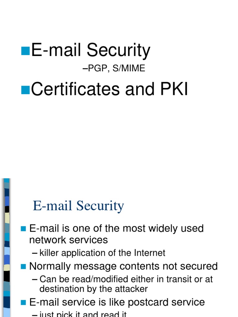 E-Mail Security Certificates and PKI: - PGP, S/Mime | PDF | Public Key ...
