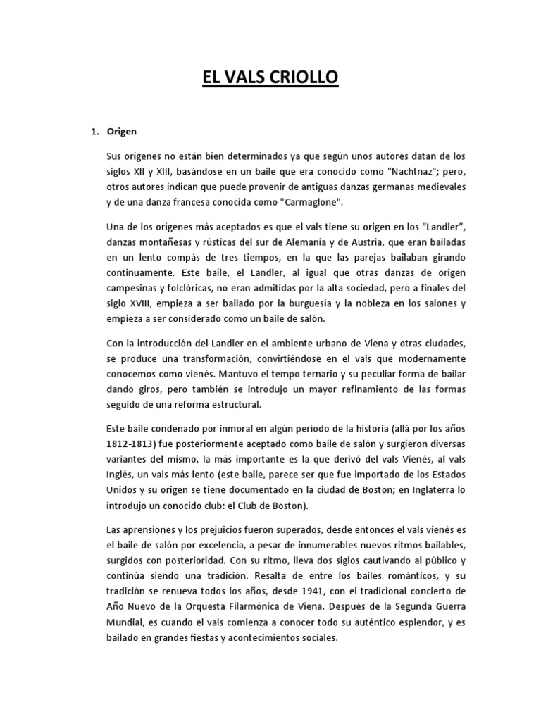 El Vals Criollo | PDF | Valses | Perú