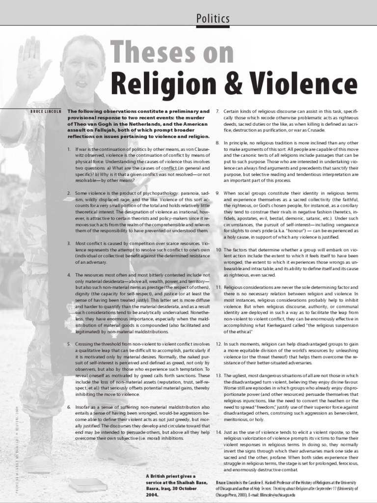 Theses On Religion & Violence | PDF | Violence | Religion And Belief