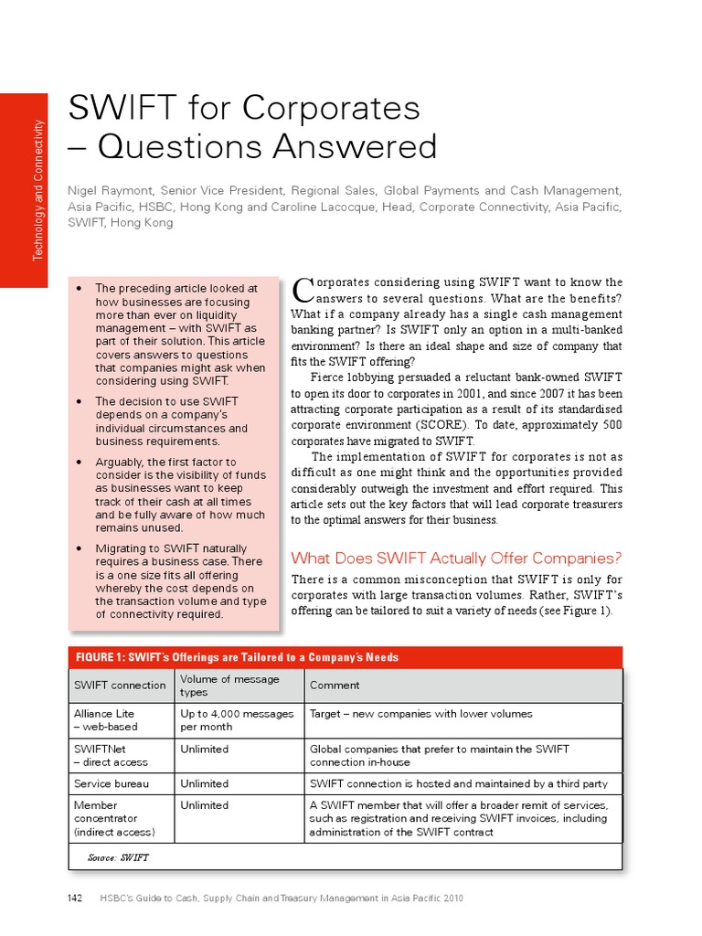 HSBC Swift For Corporates Questions Answered | PDF | Enterprise ...