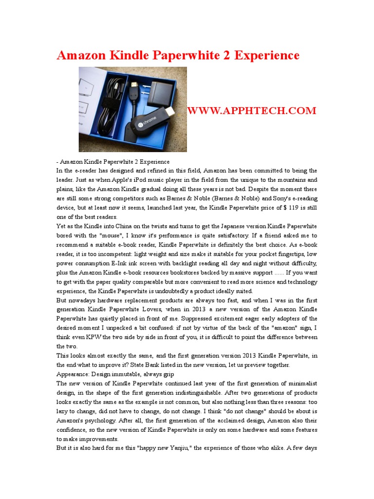 Amazon Kindle Paperwhite 2 Experience | PDF | Amazon Kindle | Mobile Phones