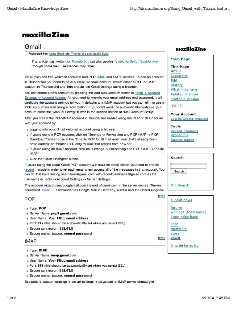 Gmail - MozillaZine Knowledge Base | PDF | Gmail | Email