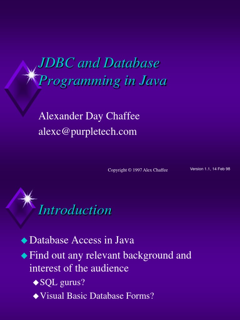 JDBC and Database Programming in Java: Alexander Day Chaffee | PDF ...