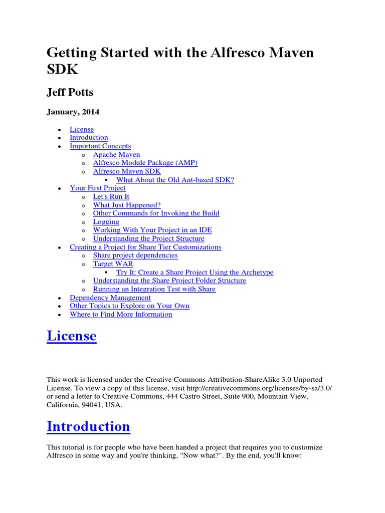 Getting Started With The Alfresco Maven SDK | PDF | Computing Platforms | Software