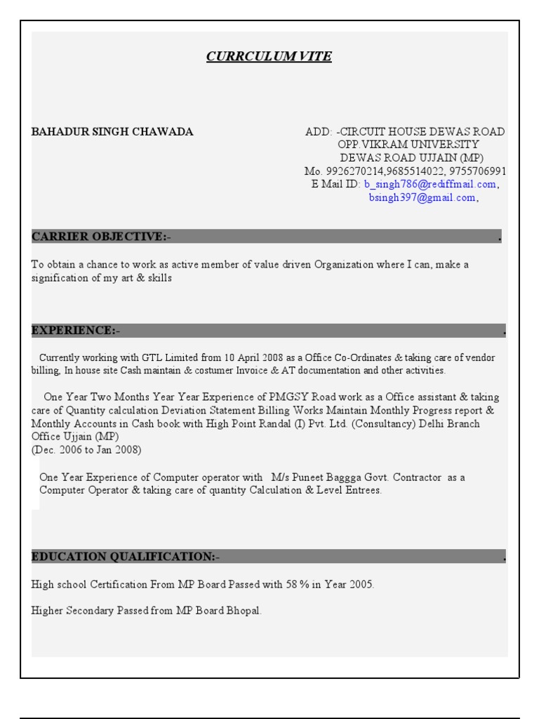 Resume Bahadur Singh | PDF | Computing | Computing And Information ...