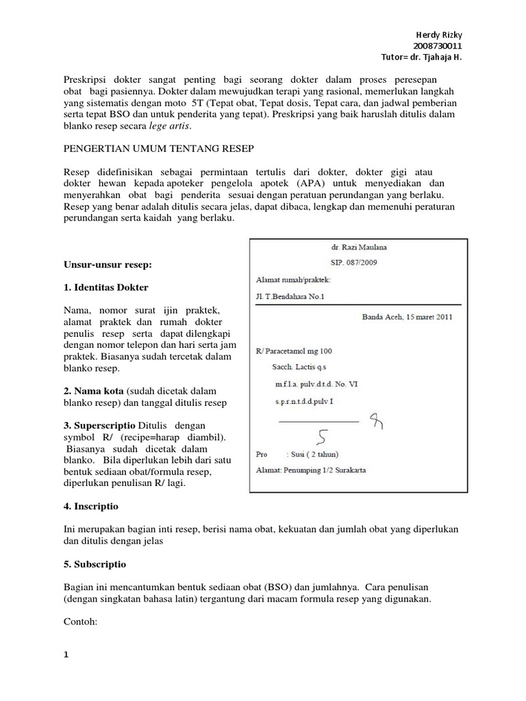 Cara Menulis Resep | PDF