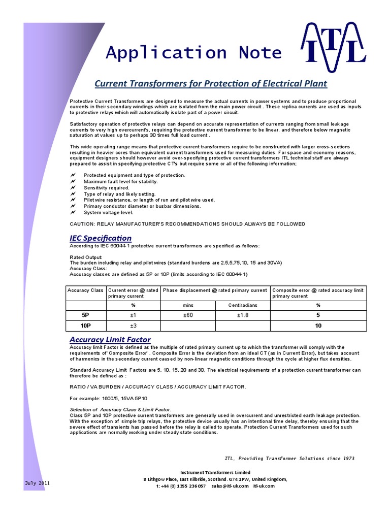 Protection CTs | PDF | Transformer | Electrical Equipment