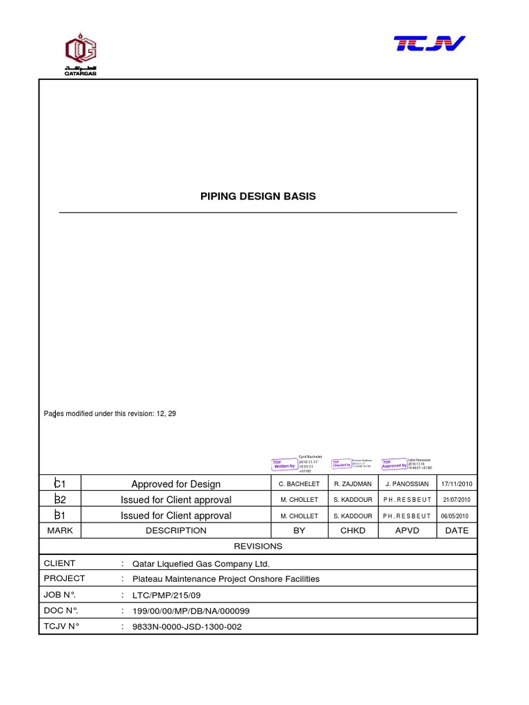 Piping Design Basis for Plateau Project | PDF | Pipe (Fluid Conveyance ...