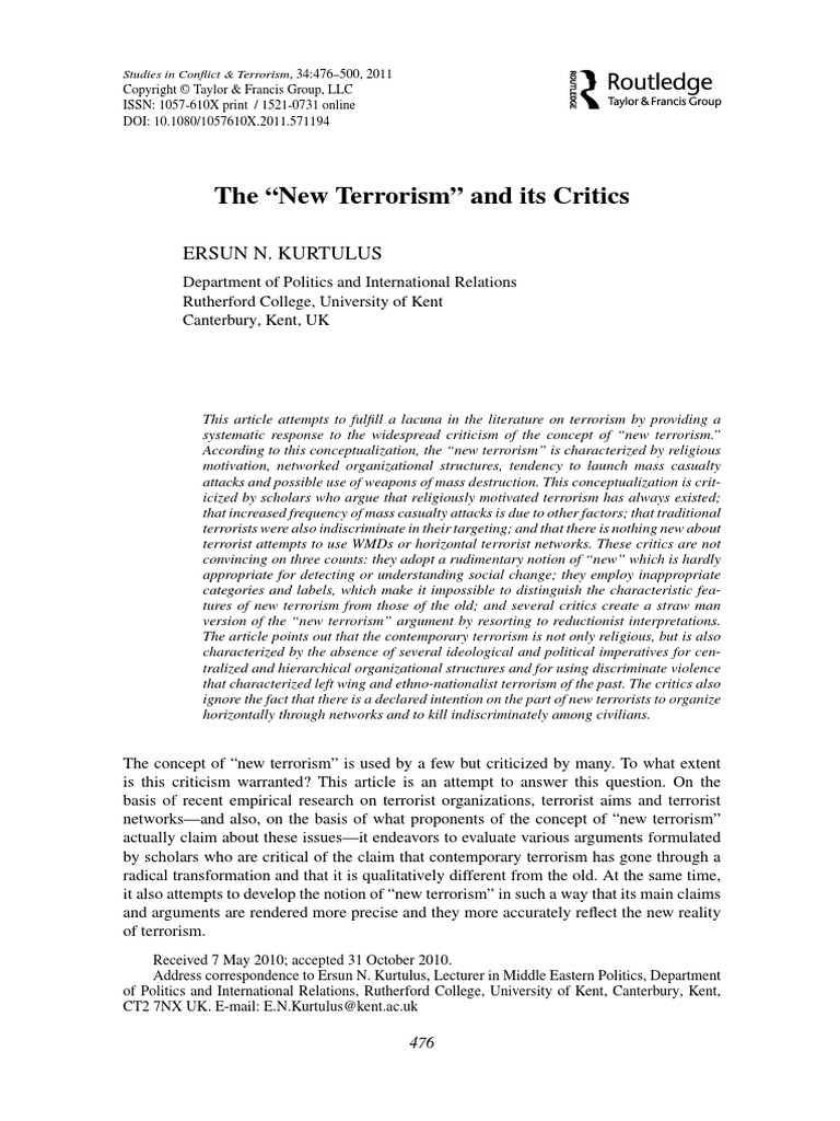 The New Terrorism N Critics | PDF | Weapons Of Mass Destruction | Violence