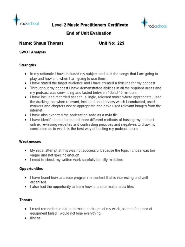 Level 2 Music Podcast Evaluation Report | PDF | Podcast | Target Audience
