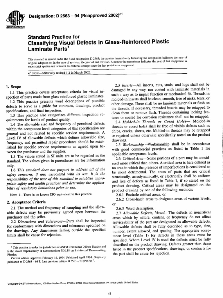 ASTM D2563 Defect Standards Guide | PDF | Lamination | Fracture
