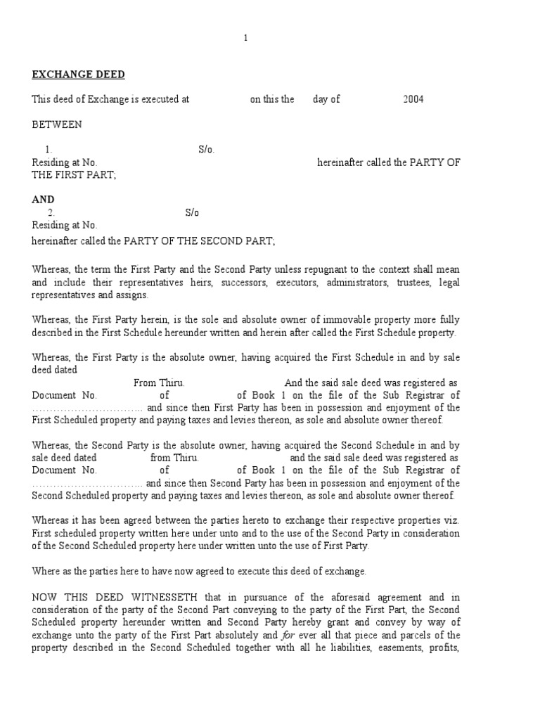 Deed of Exchange | PDF | Law And Economics | Environmental Law