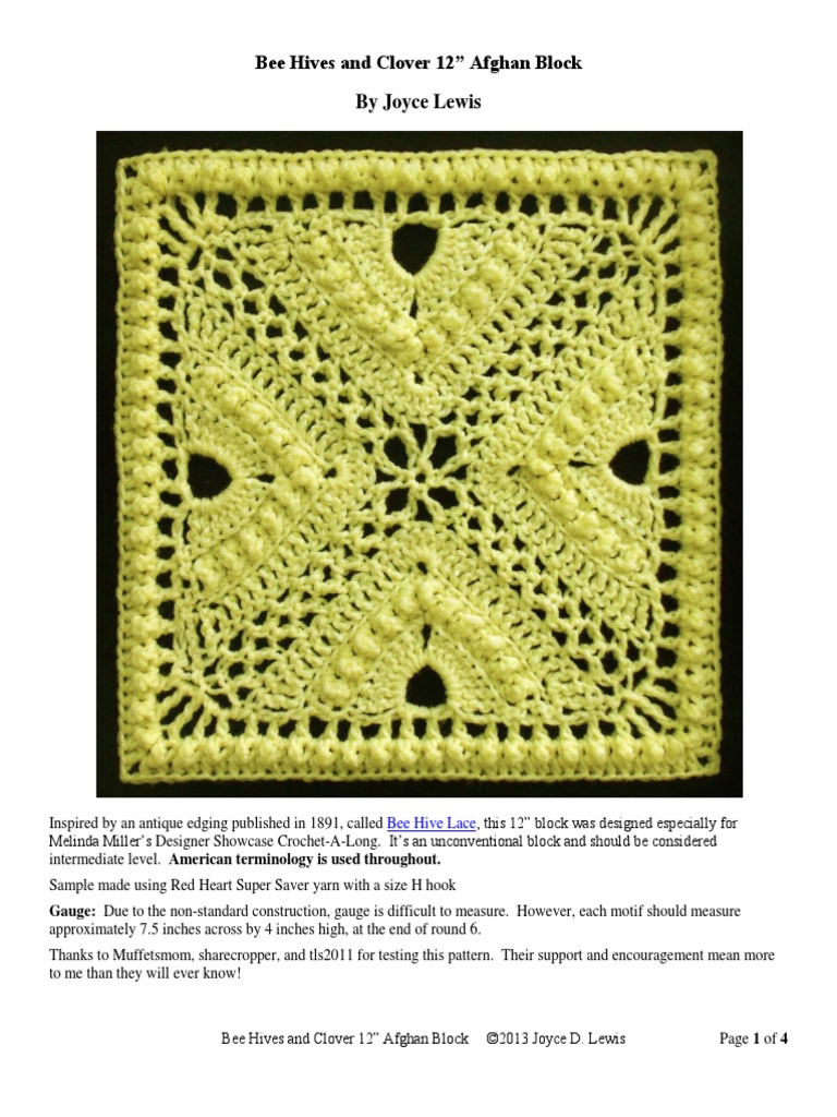 Bee Hives and Clover Afghan Square MMCAL | PDF | Crochet | Textiles