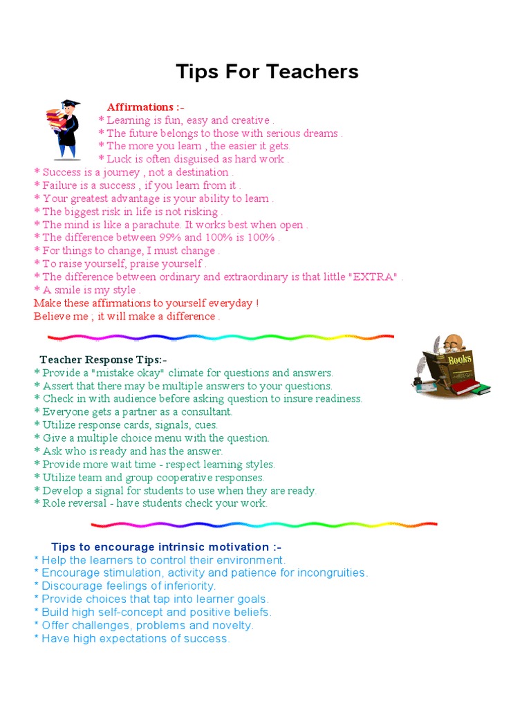 Tips For Teachers | PDF | Education Theory | Behavioural Sciences