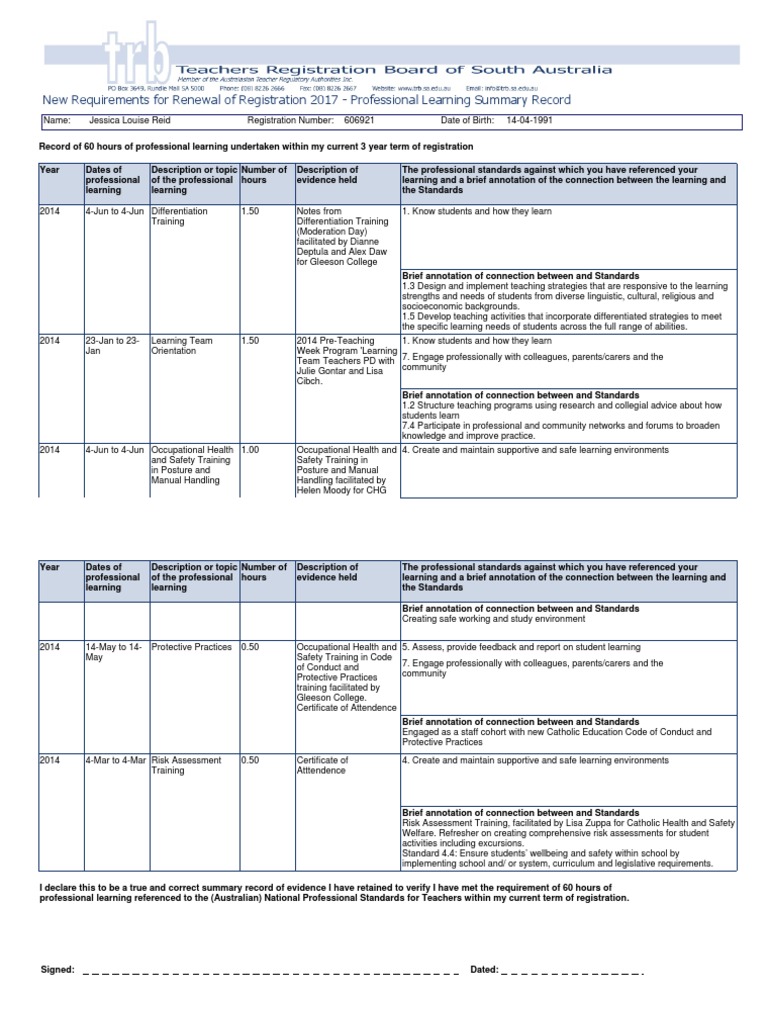 professional-learning-record-occupational-safety-and-health