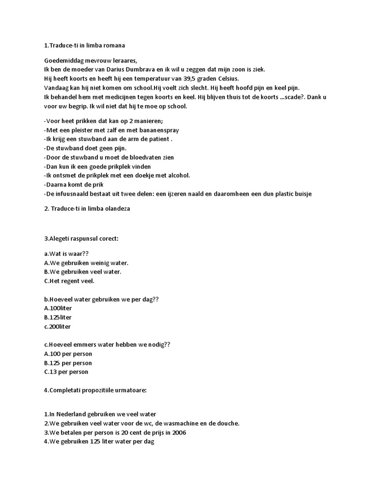 Test Limba Olandeza | PDF