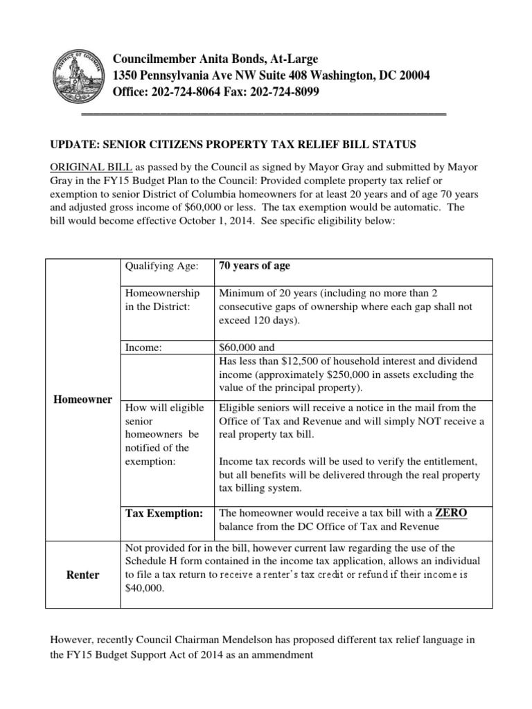 Fact Sheet On Senior Bill | PDF | Tax Refund | Deferral